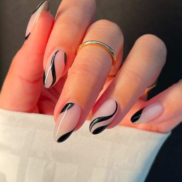 67 Nails Design With Lines, Swirls & Waves To Try Right Now - The Mood ...