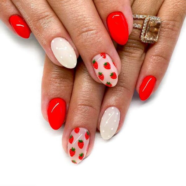 45 Strawberry Nails Art & Design For A Sweet Manicure - The Mood Guide